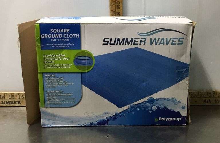 Summer Waves 15’ Pool Square Ground Cloth - Sherwood Auctions