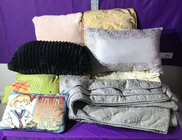 Assorted Throw Pillows & Blankets - Sherwood Auctions