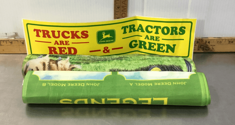 6 John Deere Garden Flags and Bumper Sticker - Sherwood Auctions