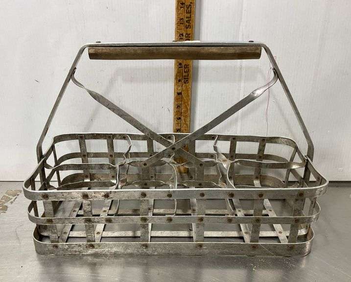 Metal Bottle Tote Basket - Sherwood Auctions