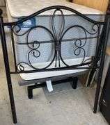 Simmons Beauty Sleep Twin Mattress/Box Springs, Black Metal Headboard ...