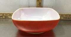 Vintage Red Square Pyrex Bowl - Sherwood Auctions
