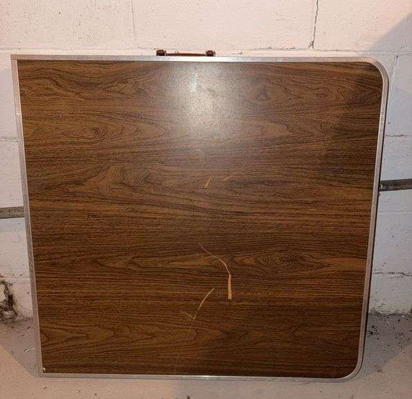 Folding 6’ Aluminum Frame Faux Wood Table - Sherwood Auctions