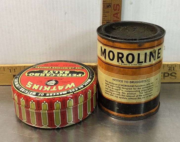 Watkins Peter-Carbo Salve and Moroline Petroleum Jelly Tins - Sherwood ...