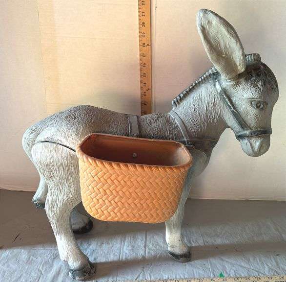 Villa Garden Decoration Donkey w/ Flower Pots - Sherwood Auctions