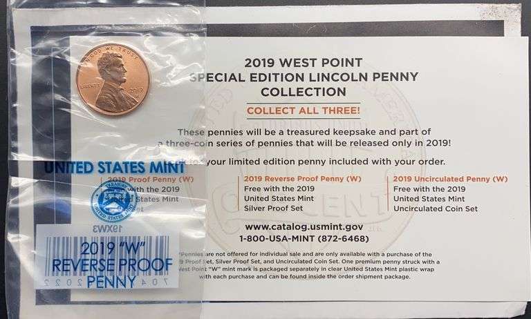 2019 West Point Special Edition Lincoln Penny Collection, Reverse Proof ...