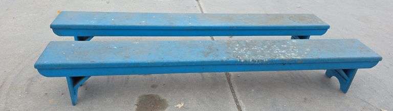 8' Wooden Blue Benches - Sherwood Auctions