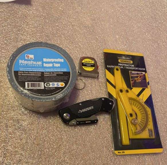 Waterproofing Repair Tape, Husky Utility Knife, General Protractor ...
