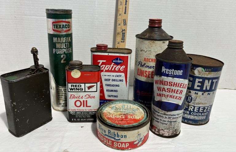 Red Wing Boot and Shoe Oil Tin, Texaco Grease Tub, Winbro Tapfree Tin ...