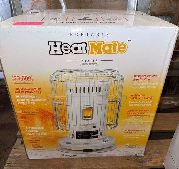 Portable Heat Mate 23,500 BTU Kerosene Heater- unused - Sherwood Auctions
