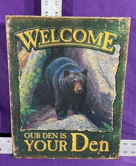 Welcome Ur Den is Your Den Tin Sign - Sherwood Auctions