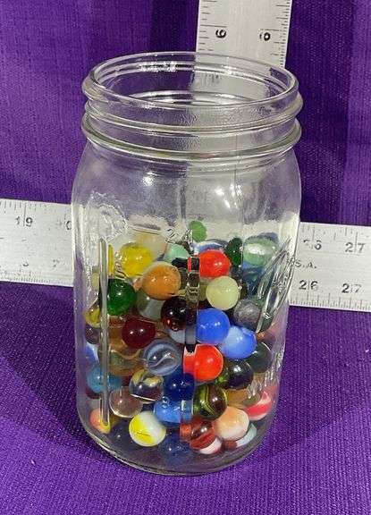 Quart Mason Jars of Assorted Marbles - Sherwood Auctions
