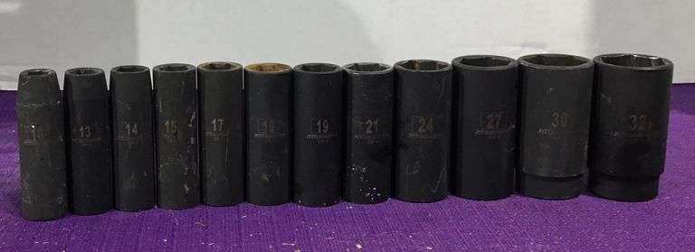 Pittsburgh 1/2” Drive 6 Point Deep Well Impact Sockets 10mm-32mm ...