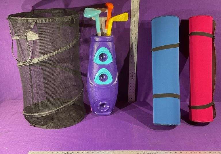Two Yoga Mats, Exercise Ball, Travel Laundry Basket & Kids Golf Play ...