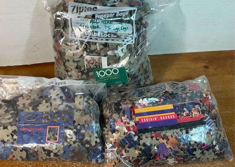 3 Puzzles Dogs, Dogs Dogs, Cruisin Hounds & Wheelie Cute ( no missing ...