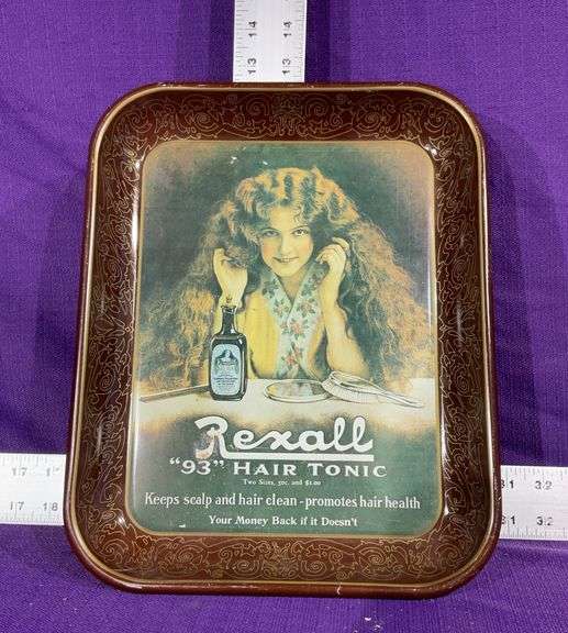 Rexall “93” Hair Tonic Metal Tray - Sherwood Auctions