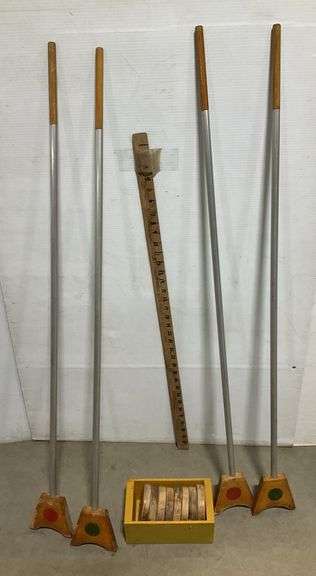 Vintage Shuffleboard Sticks with Wooden Discs - Sherwood Auctions