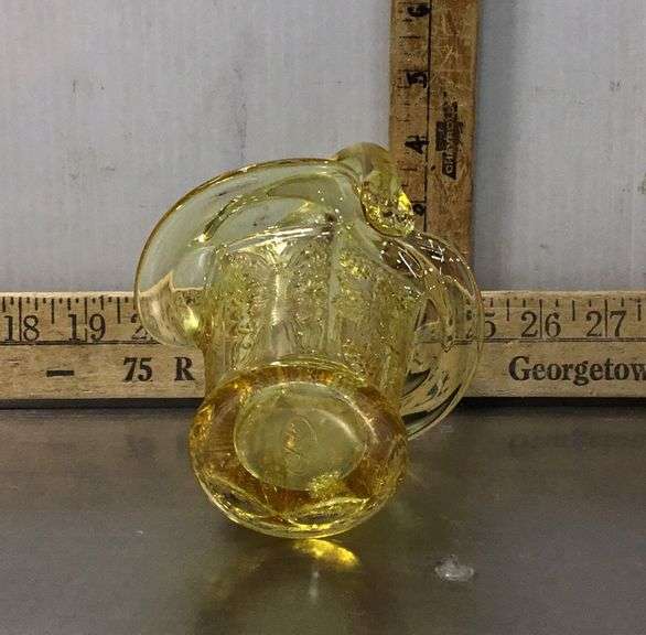 Fenton Yellow Topaz Butterflies and Berries Glass Basket - Sherwood ...