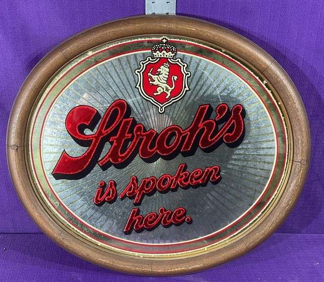 21.5”x19” Stroh’s Bar Mirror - Sherwood Auctions