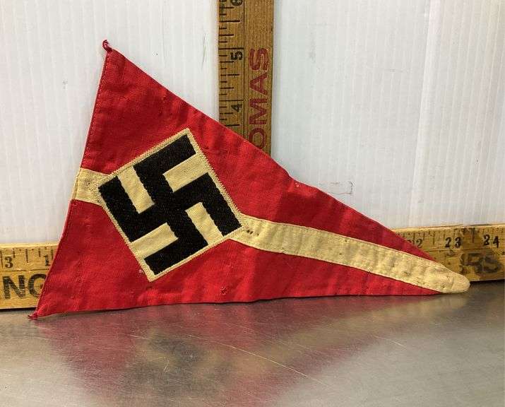 Nazi Swastika Cloth Pennant Shape - Sherwood Auctions
