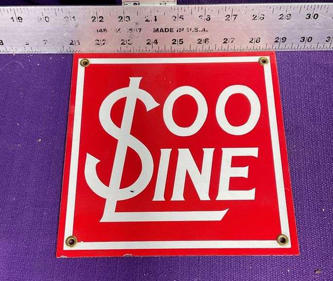 Soo Line Railroad Enamel Sign - Sherwood Auctions