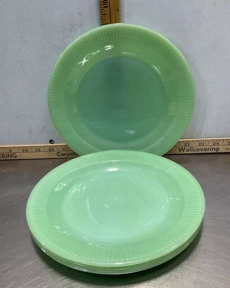 (4) Fire King Jadeite Green 9” Plates - Sherwood Auctions