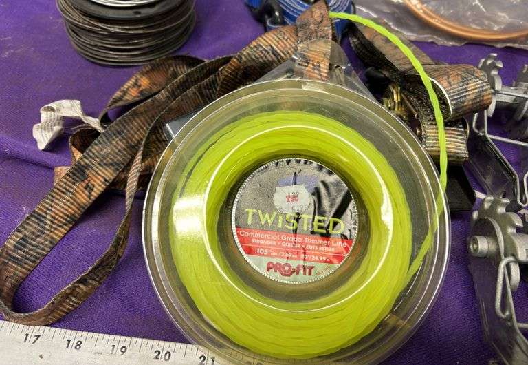 Assorted Tie-Down Straps, Steel Wire, Trimmer Line, Copper Tubing ...