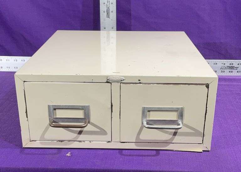 Metal 2 Drawer Index Card Filing Box - Sherwood Auctions