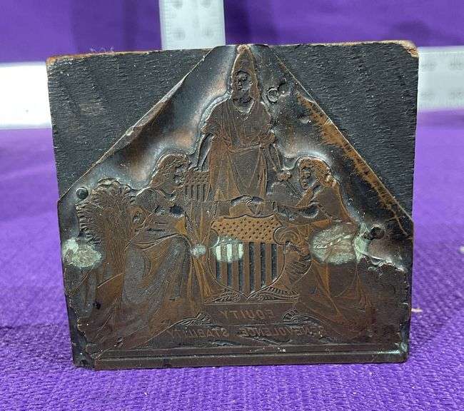 Vintage A. Zesse & Co. Wood & Copper Stamp Block - Sherwood Auctions