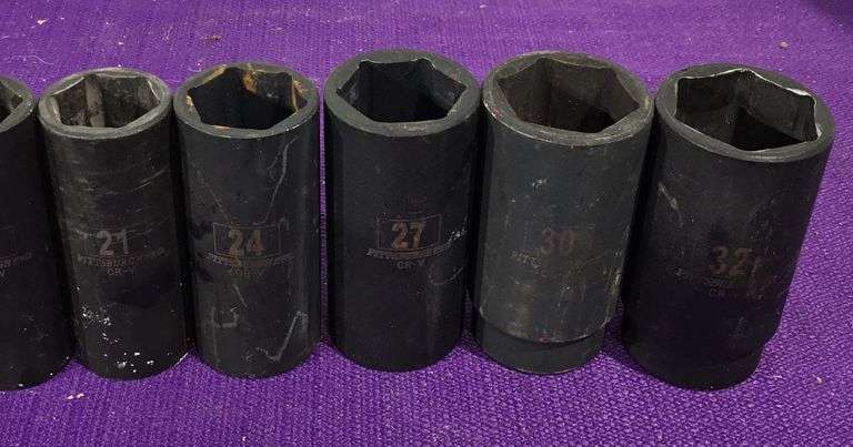Pittsburgh 1/2” Drive 6 Point Deep Well Impact Sockets 10mm-32mm ...