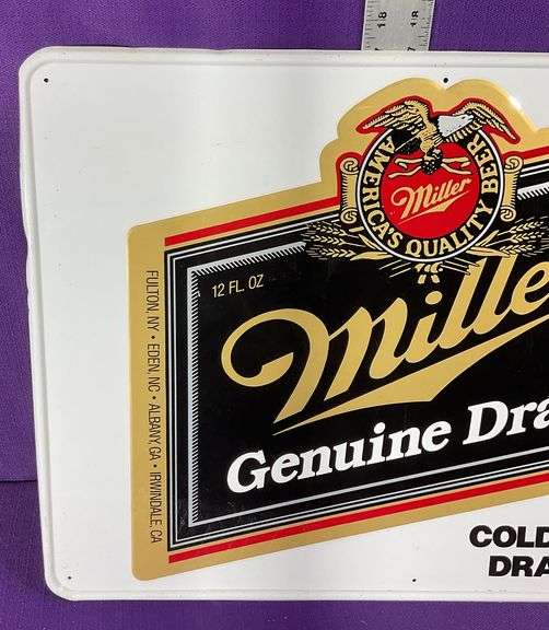 18.24”x25” Miller Genuine Draft Metal Bar Sign - Sherwood Auctions