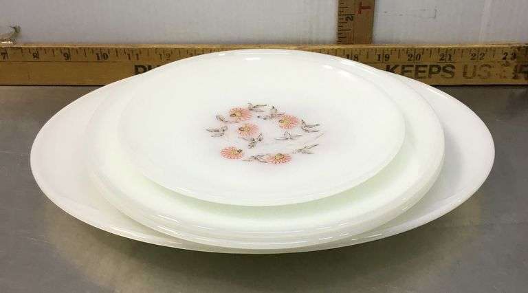 Fire-King Primrose Fleurette Plates & Platter - Sherwood Auctions