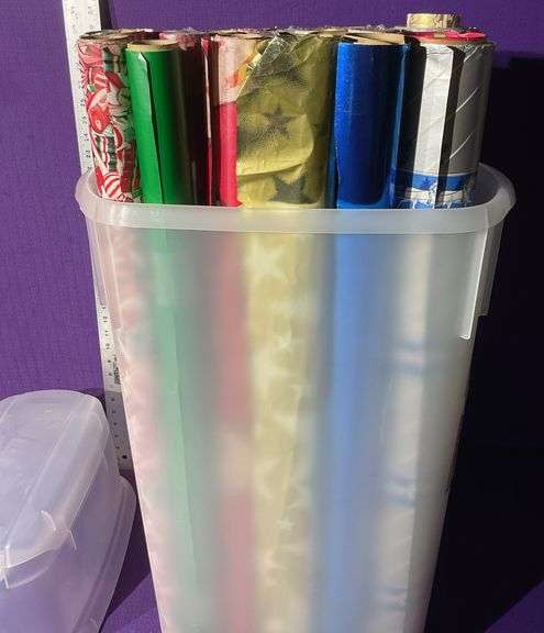 Assorted Wrapping Paper & Storage Container - Sherwood Auctions