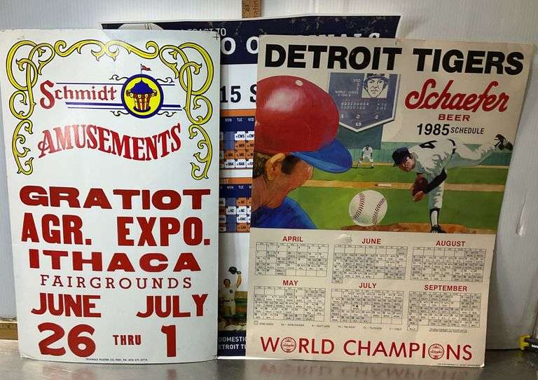 3 Posyers- Tiger Baseball & Schmidt Amusements - Sherwood Auctions