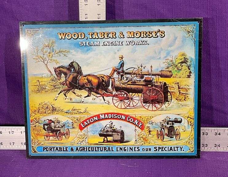 Wood, Taber & Morse’s Steam Engine Works Advertisement Tin Sign ...