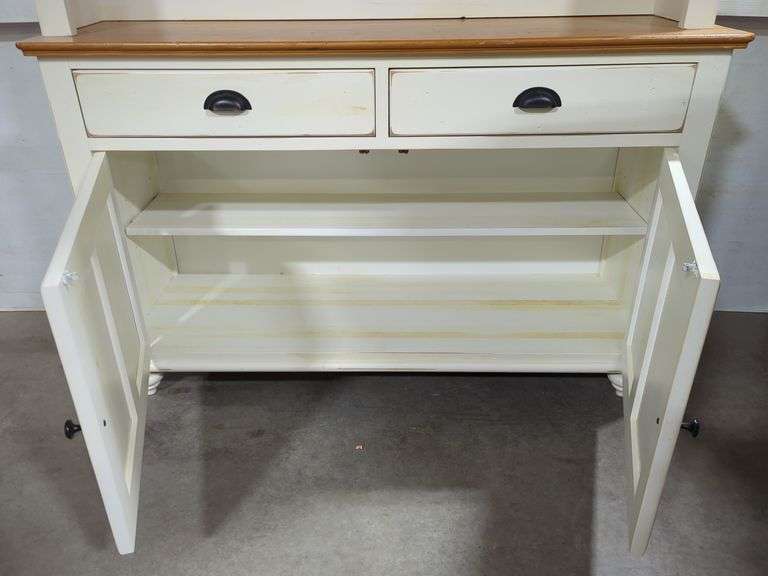 80" Tall Lighted Hutch Cabinet (54" wide & bottom cabinet 18" deep ...