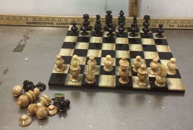 Marble Chess Set - Some Pieces Broken - Sherwood Auctions