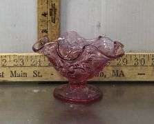Fenton Pink Glass Strawberry Pattern Compote - Sherwood Auctions