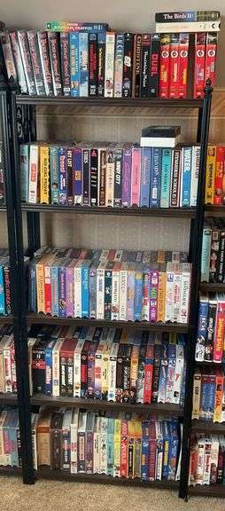 61”x25”x10” Bookshelf & Large Collection of VHS Tapes - Sherwood Auctions