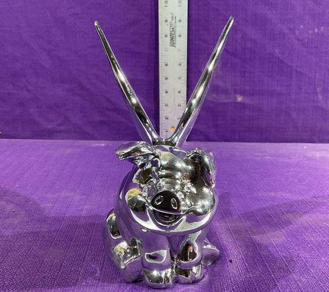 GG Grand General Chrome Smiley Pig W/ Wings Hood Ornament - Sherwood ...