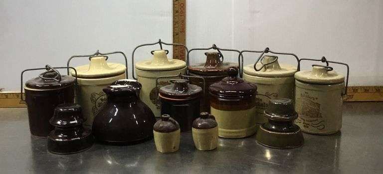 Stoneware Cheese Crocks, Insulators, Salt & Pepper Shakers and Small ...