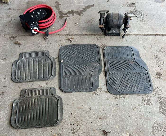 Air Hose Reel, Bench Grinder, Floor Mats - Sherwood Auctions