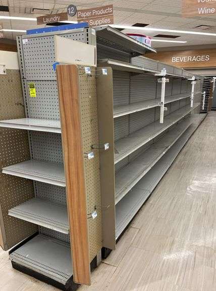 40' X 6' tall Double Sided Gondola Store Shelf with End Caps - Sherwood ...