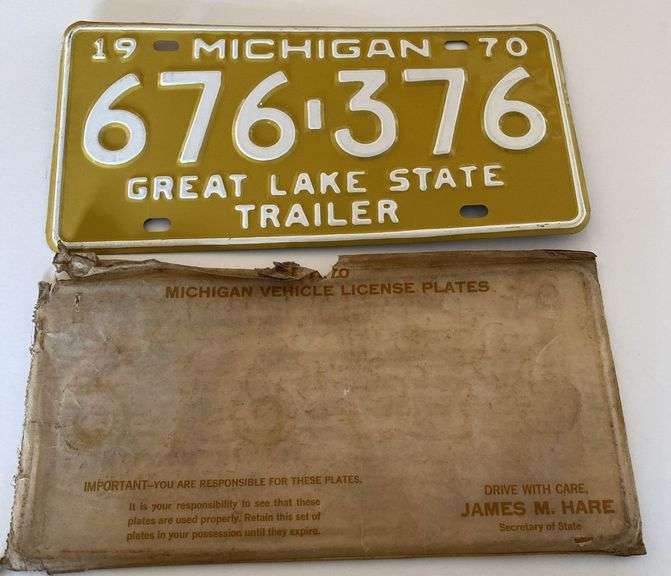 1970 Michigan License Plate-New unused. - Sherwood Auctions