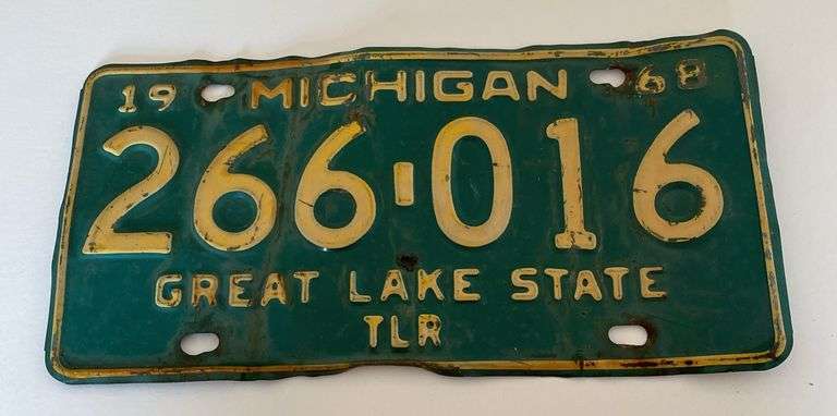 1968 Michigan License Plate - Sherwood Auctions