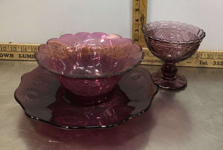 Cranberry Glass Serving Dishes - Sherwood Auctions