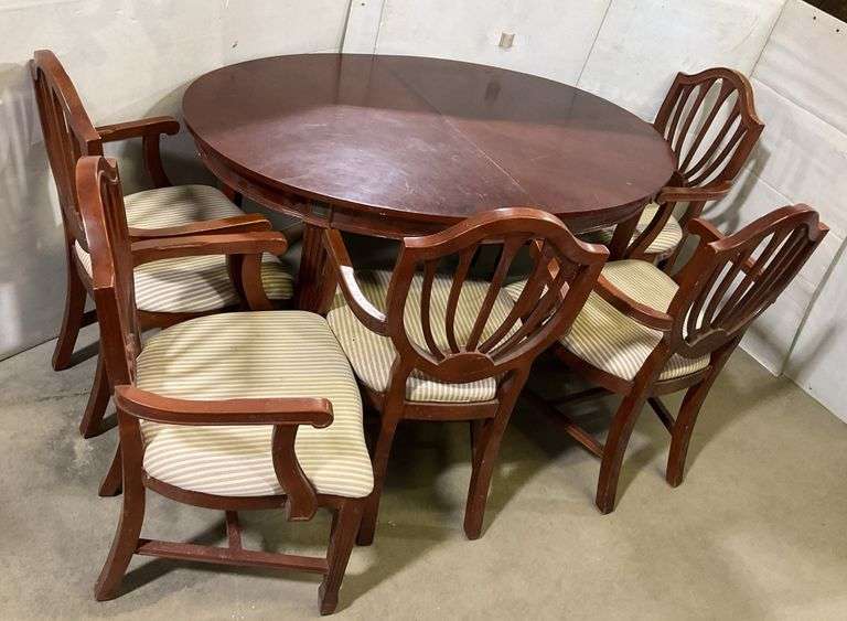 Bombay Wooden Oval Dining Table with 5 Padded Chairs & Leaf - Sherwood ...