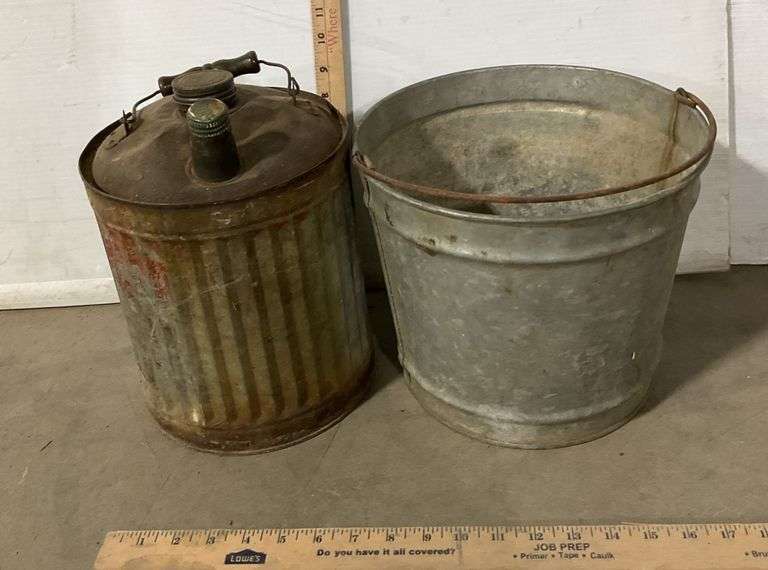 Galvanized Bucket & Gas Can - Sherwood Auctions