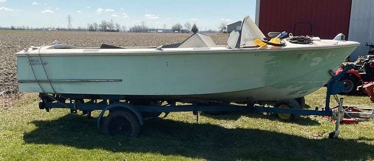 Buehler Turbo Craft Fiberglass Inboard Motor Boat Project & Trailer ...