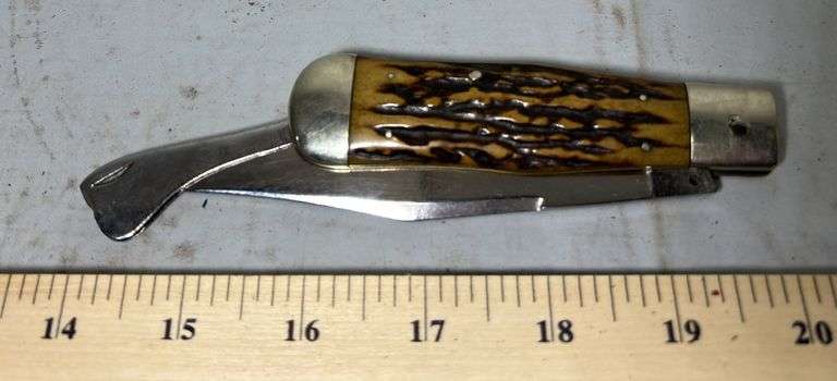 Post World War I Marbles Folding Safety Hunting Knife with Stag Horn ...